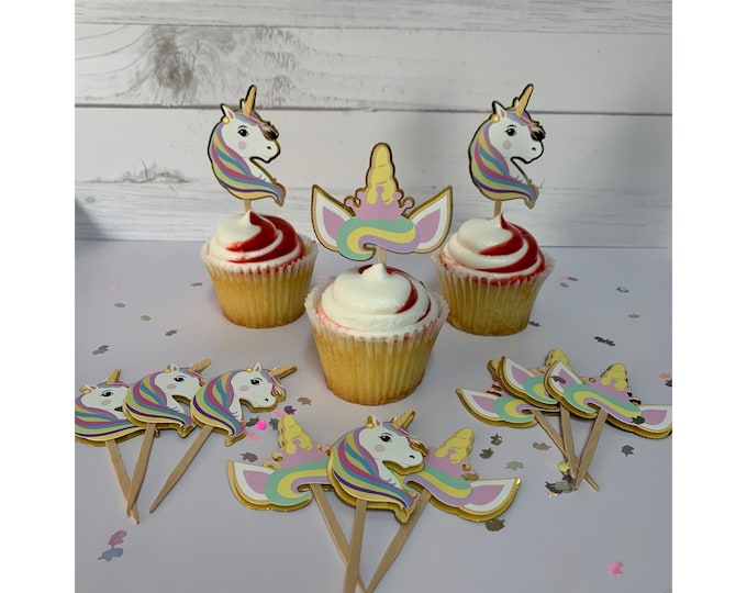 Unicorn Cupcake Toppers Unicorn Birthday Girl First Birthday Cupcake ...