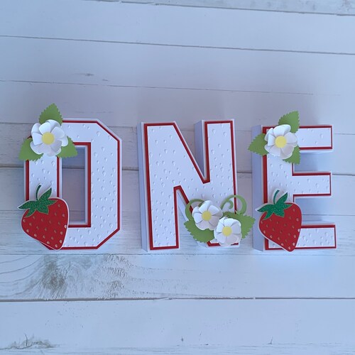 Strawberry 3D Letters Party Decorations Strawberry Birthday - Etsy