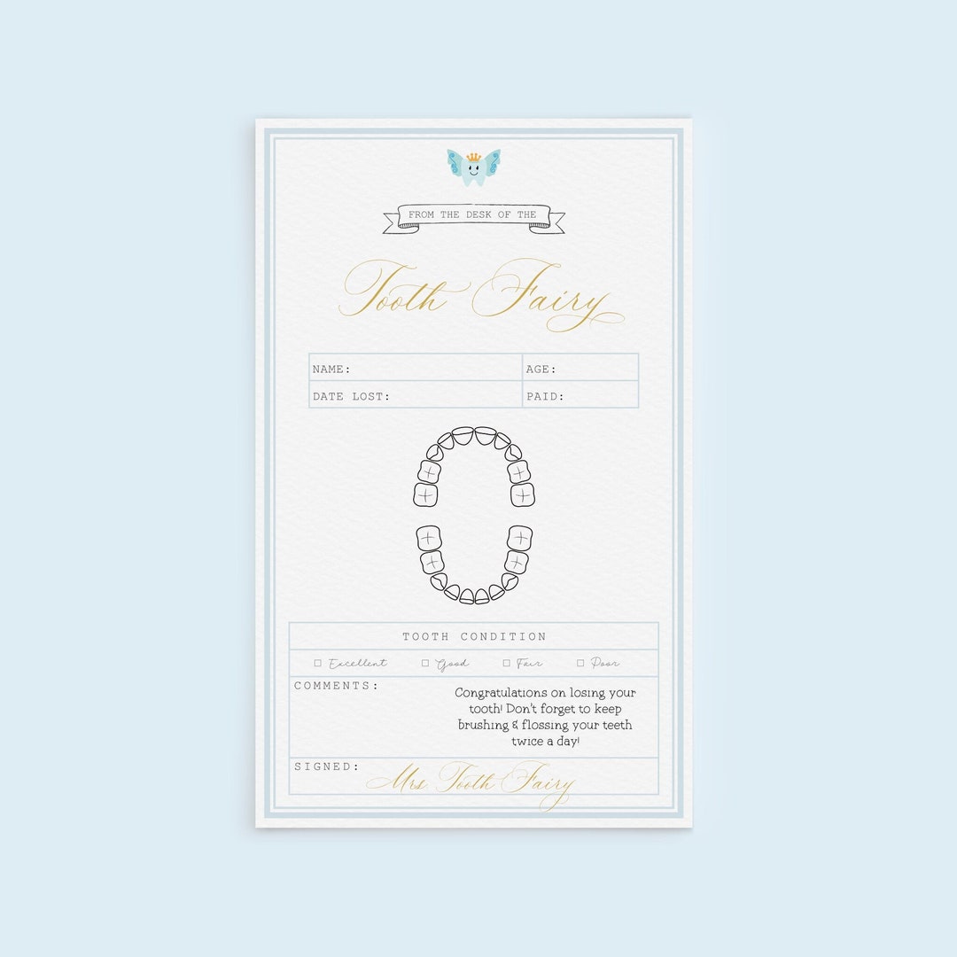 Tooth Fairy Receipt First Tooth Letter Tooth Fairy Download - Etsy UK