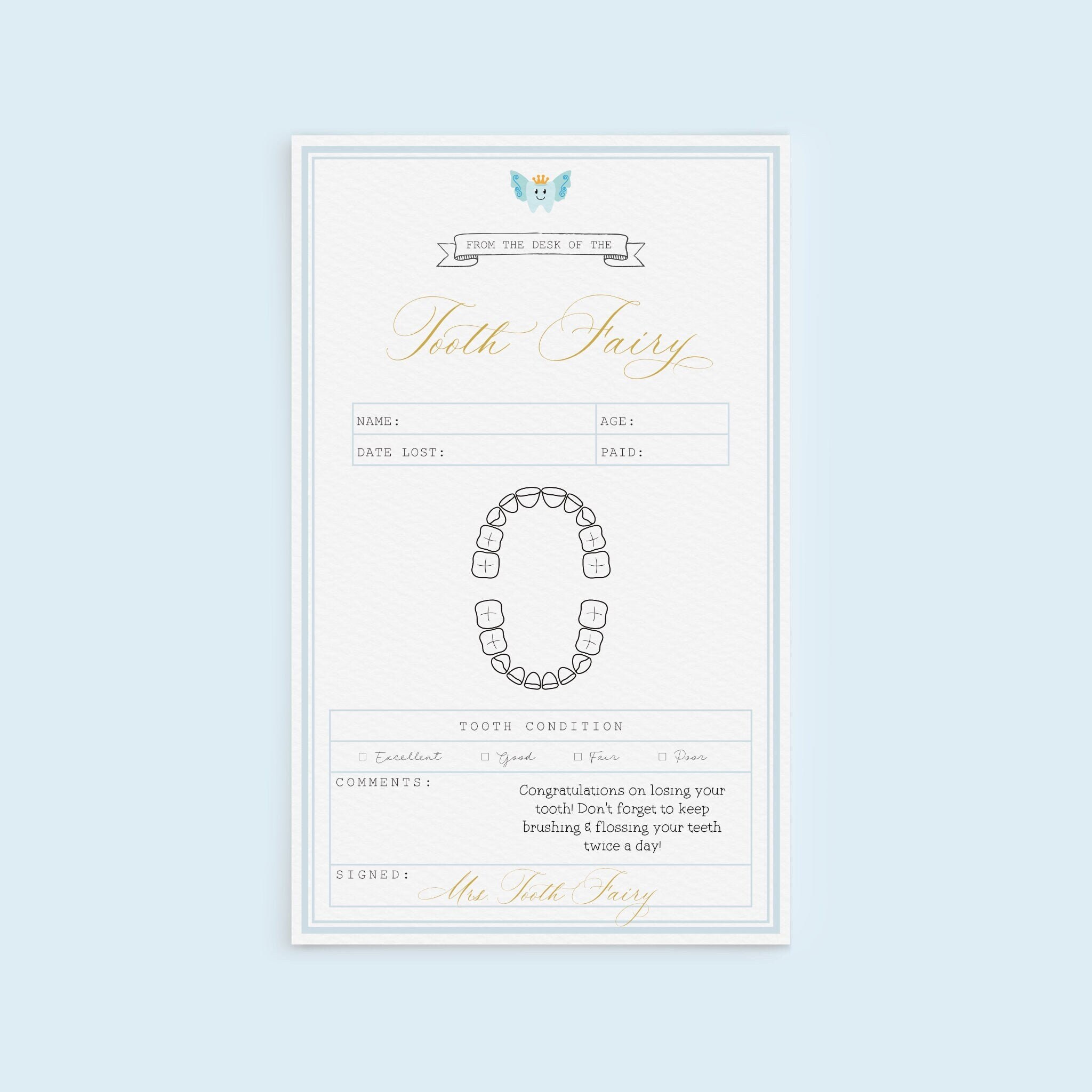 Tooth Fairy Receipt First Tooth Letter Tooth Fairy Download - Etsy UK