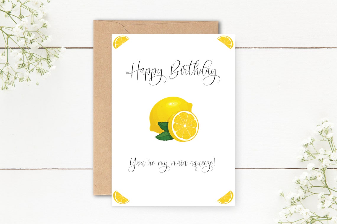 Happy Birthday Card Lemon Birthday Card Birthday Card Lemon | Etsy