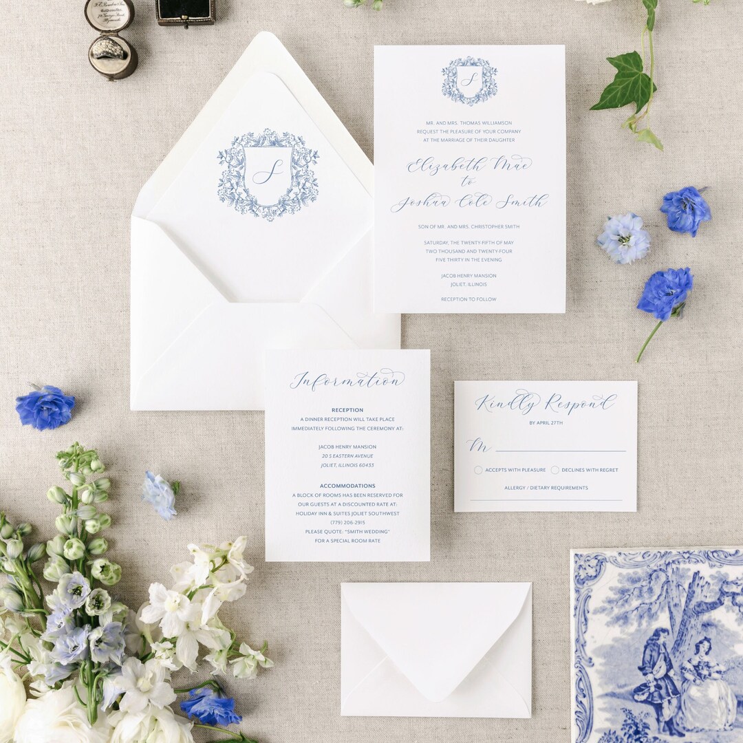 PRINTED Wedding Invitation Suite, Wedding Invitations, Elegant Wedding ...