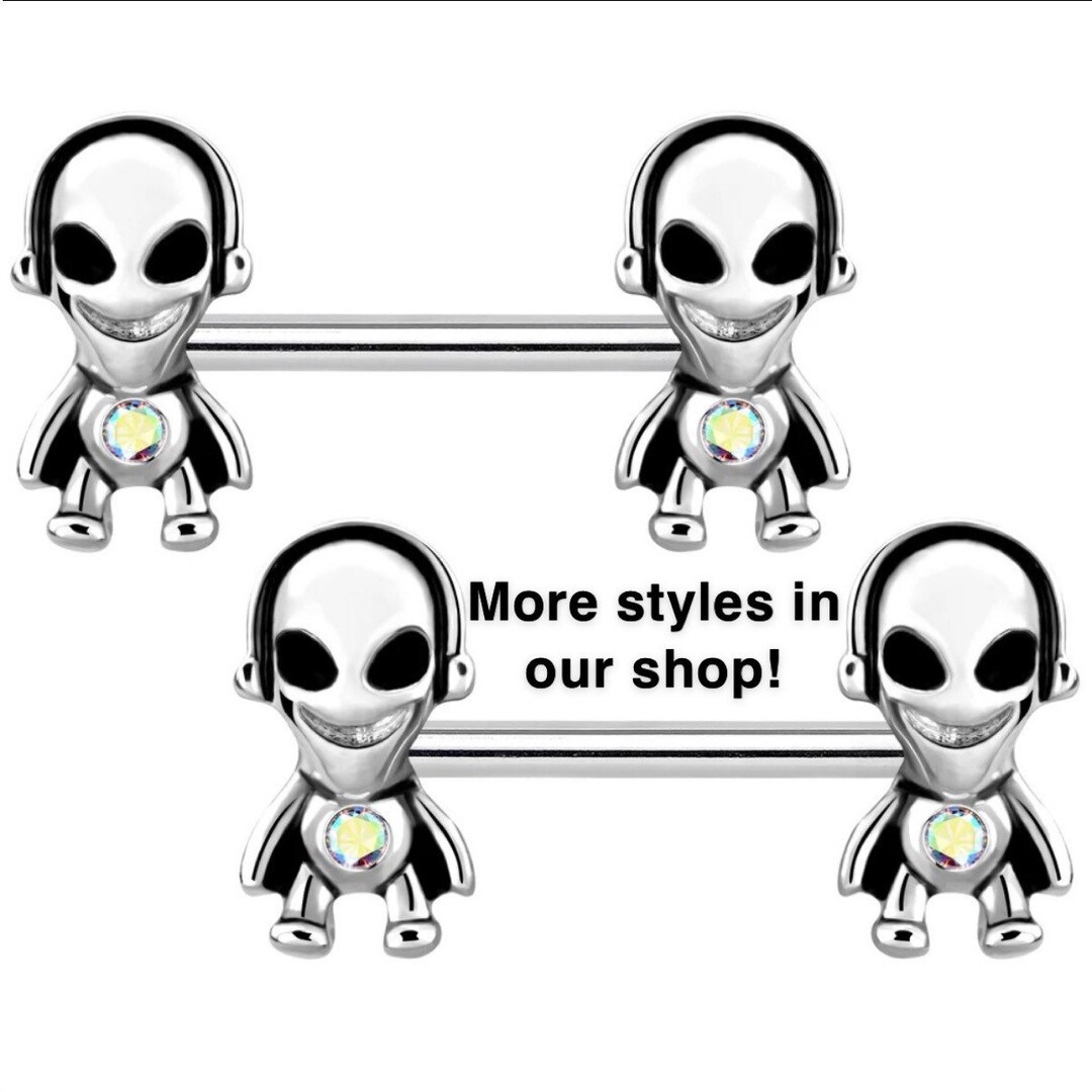 A Pair of Alien Nipple Barbell Body Piercing Jewelry 14G 316L - Etsy