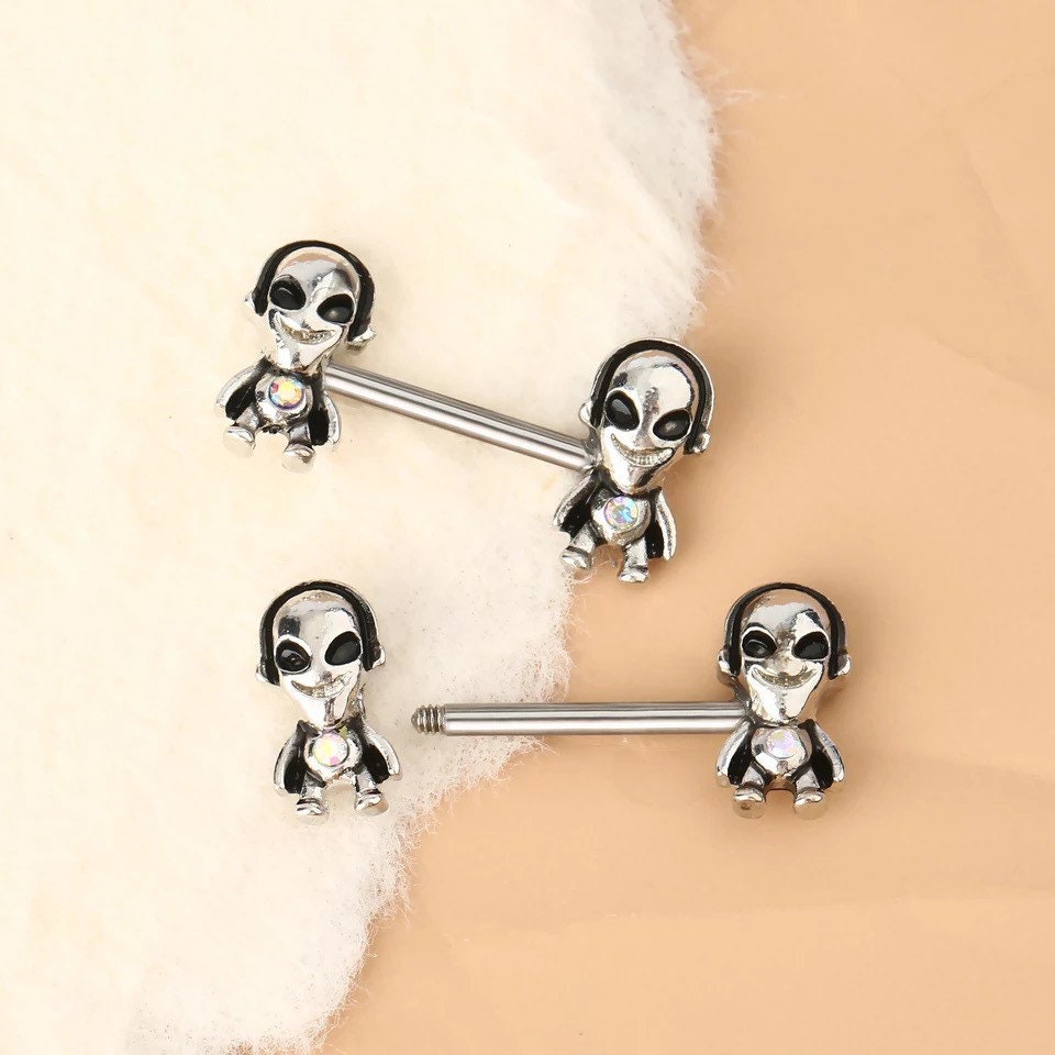 A Pair of Alien Nipple Barbell Body Piercing Jewelry 14G 316L - Etsy