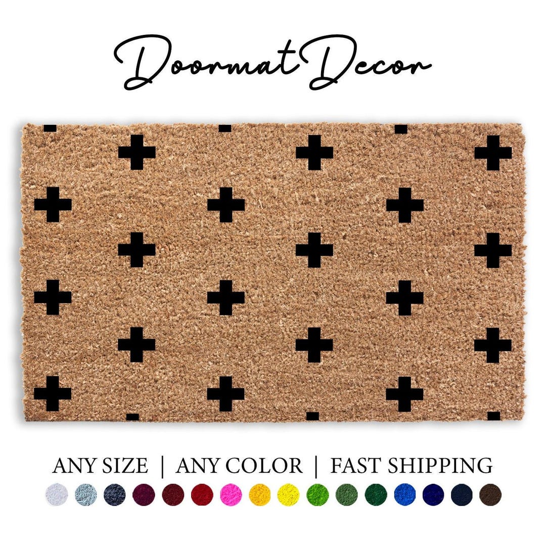Swiss Cross Coir Doormat Personalized Outdoor Rug Entryway Decor Gift ...
