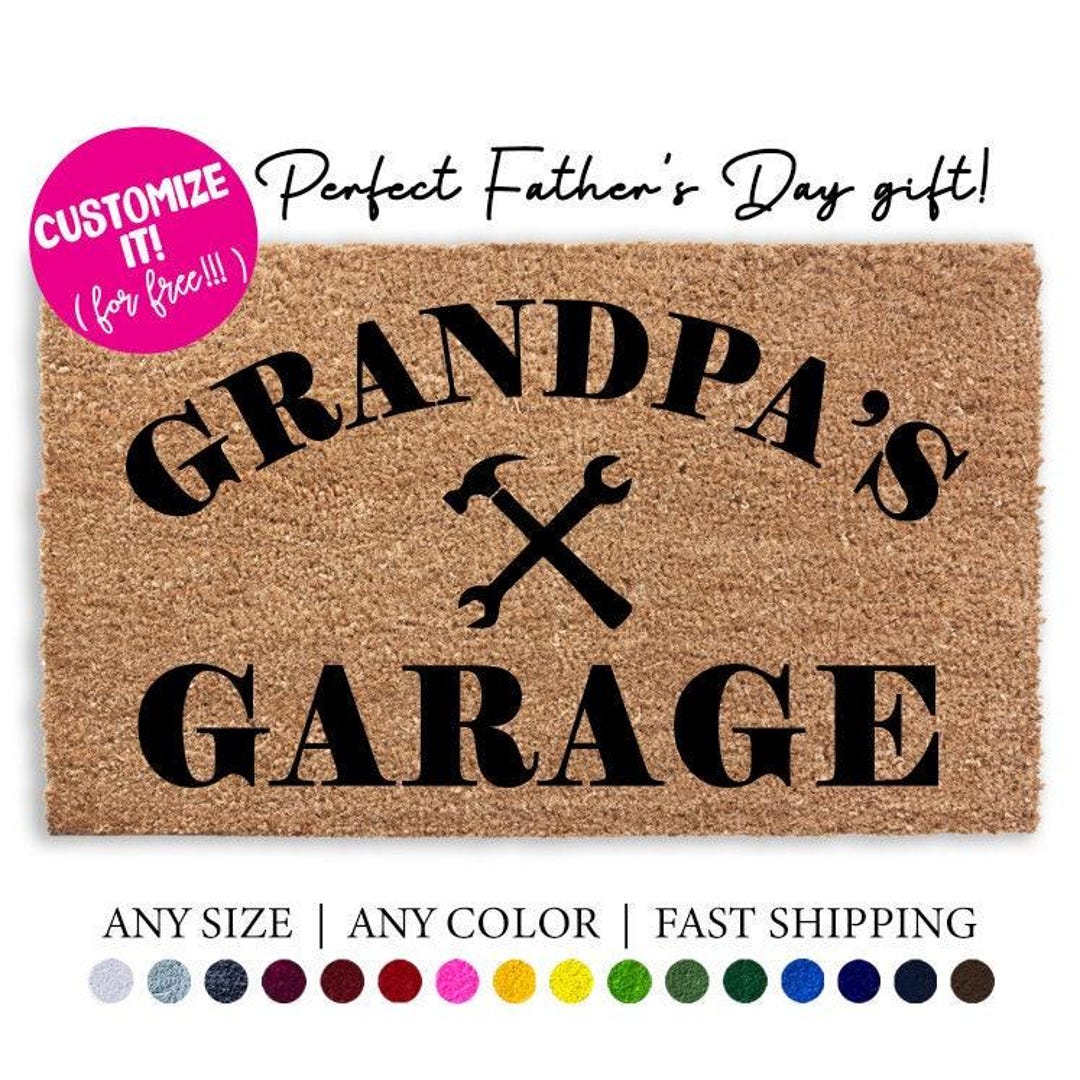 Personalized Garage Doormat Custom Grandpa Uncle Gift Man Cave Tool ...