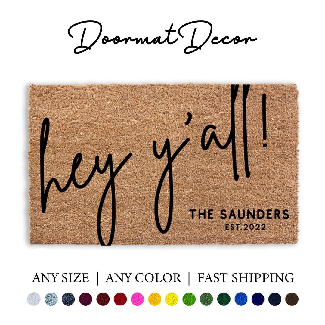 Personalized Hey Yall Doormat Ranch Cattle Brand Logo Welcome Mat ...