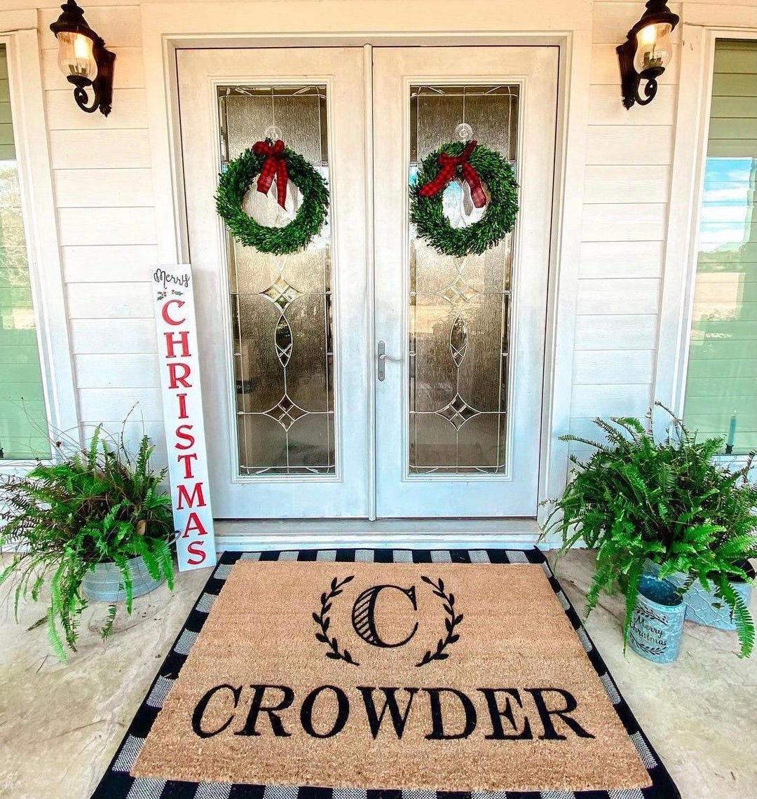 Personalized Vintage Monogram Crest Coir Door Mat Welcome Rug ...