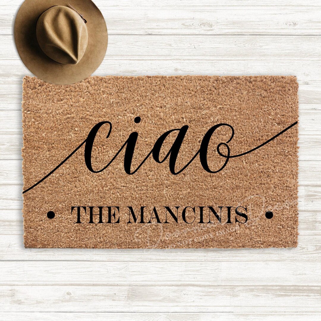 Ciao Personalized Doormat Flocked Coir Welcome Mat Family Name ...