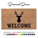 Welcome Deer Antlers Doormat Flocked Coir Outdoor Rug Rustic Farmhouse ...