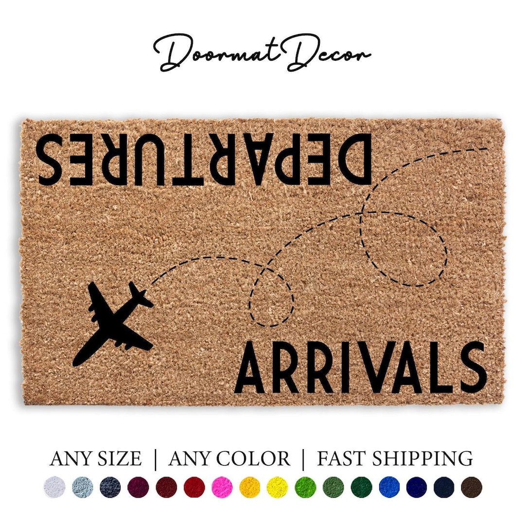Arrivals Departures Funny Doormat Airplane Welcome Mat for Travelers ...