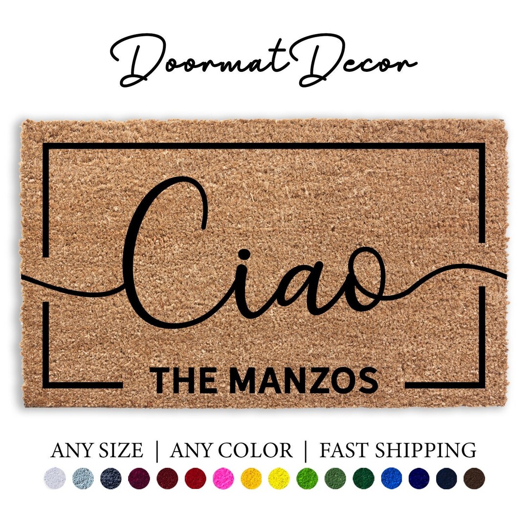 Ciao Personalized Doormat, Flocked Coir Door Mat, Outdoor Welcome Mat ...