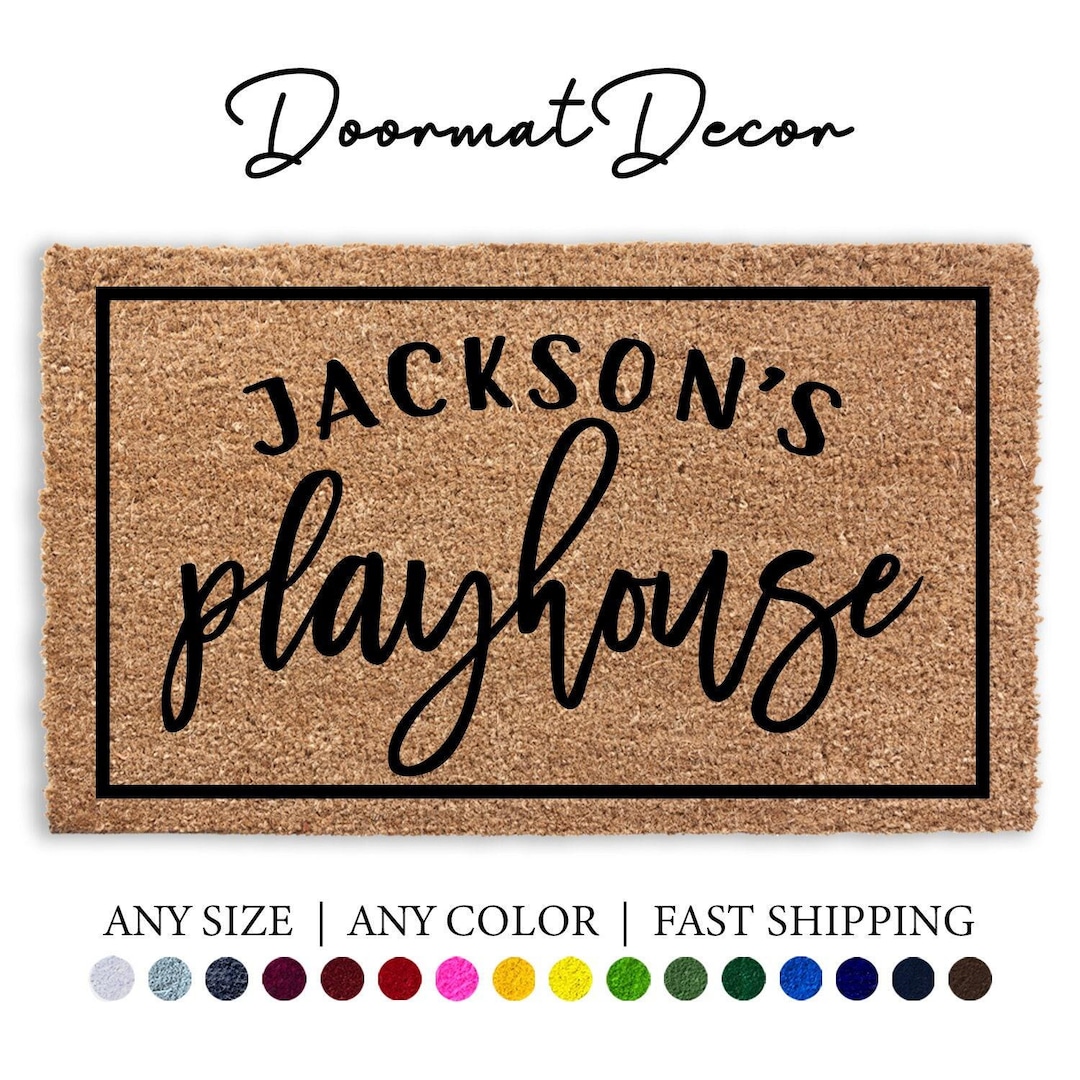 Playhouse Doormat Personalized Outdoor Welcome Mat Kids Game Room Decor ...