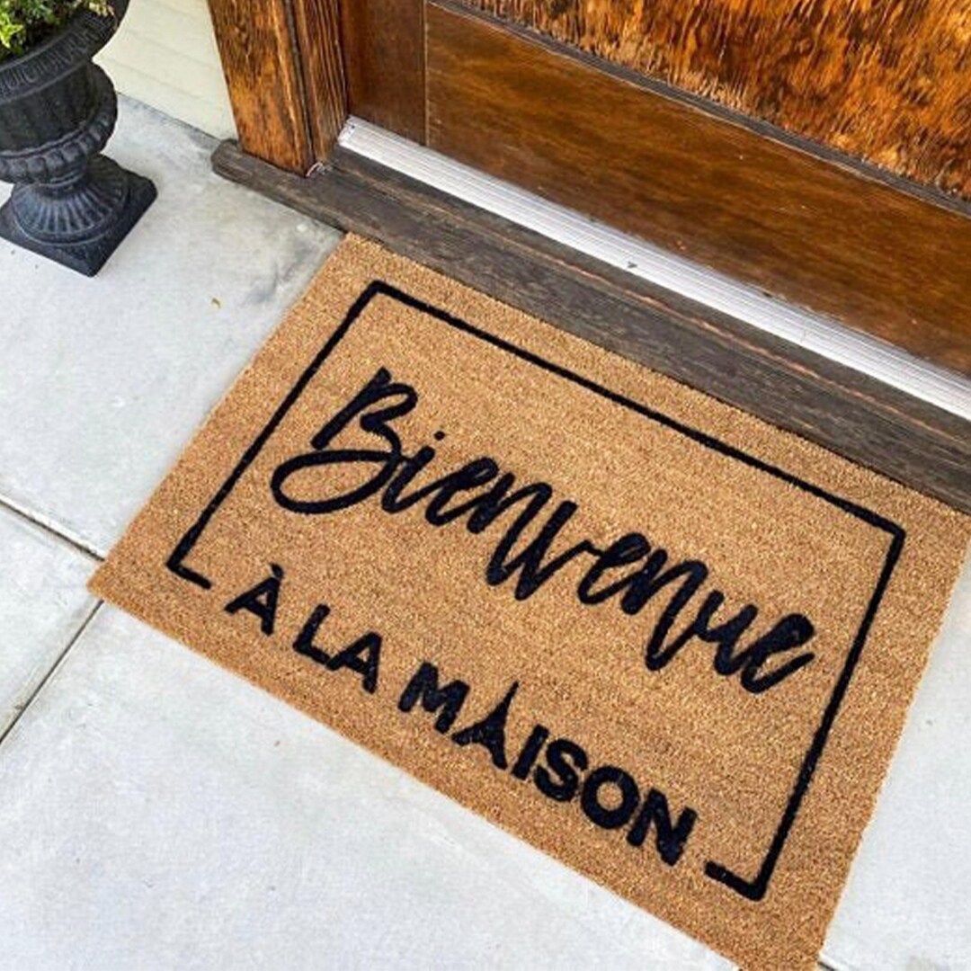 Eiffel Tower Coir Doormat Personalized French Welcome Mat Bienvenue A ...