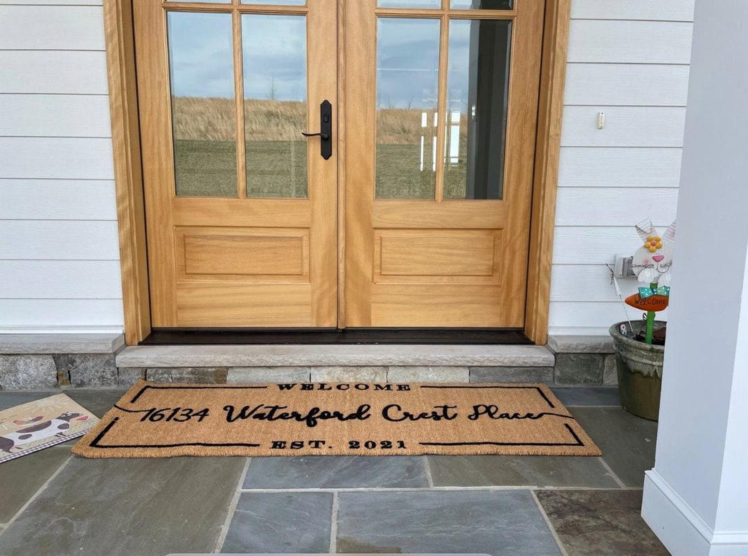 Address Doormat Personalized Flocked Coir Outdoor Mat Welcome Home Gift ...