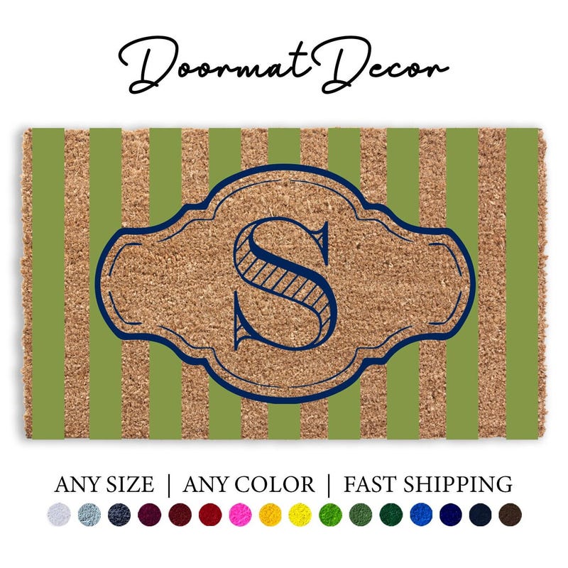 Monogram Green Doormat - Etsy