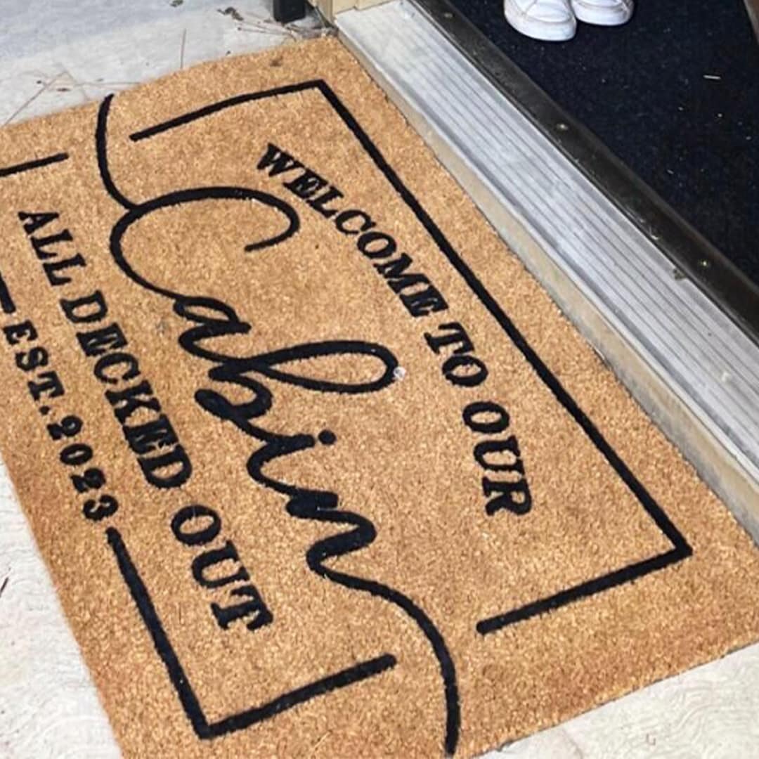 Personalized Cabin Doormat Custom Flocked Coir Rug Outdoor Welcome Mat ...