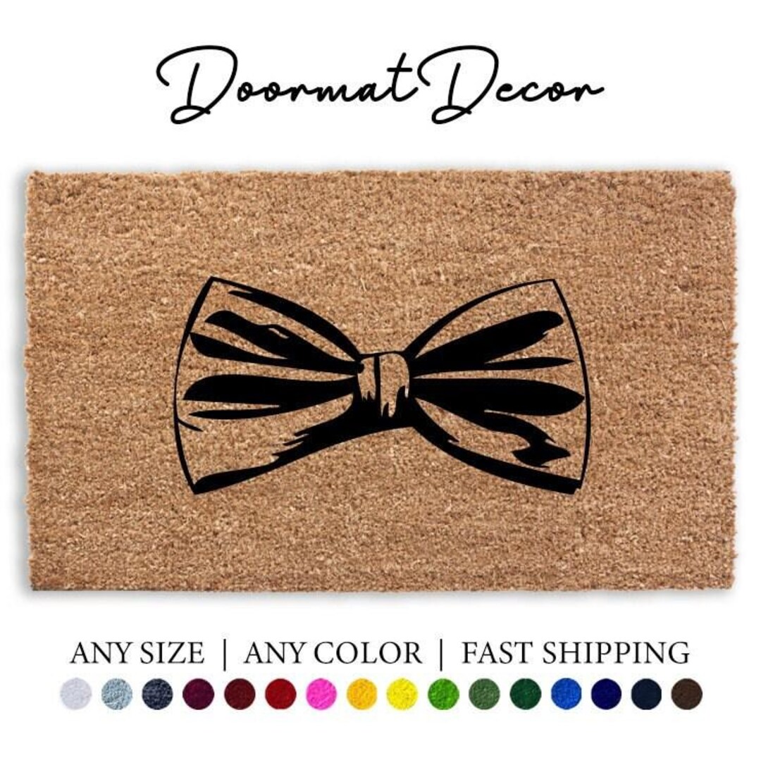 Bow Tie Flocked Coir Doormat, Bow Rug, Outdoor Welcome Mat ...