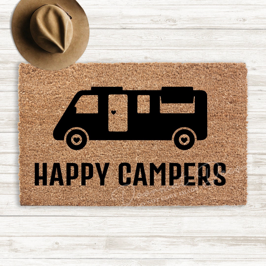 Happy Campers Rv Doormat Flocked Coir Door Mat Outdoor Welcome Mat