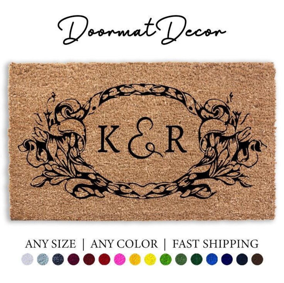 Personalized Family Crest Doormat Vintage Monogram Welcome Mat Unique ...