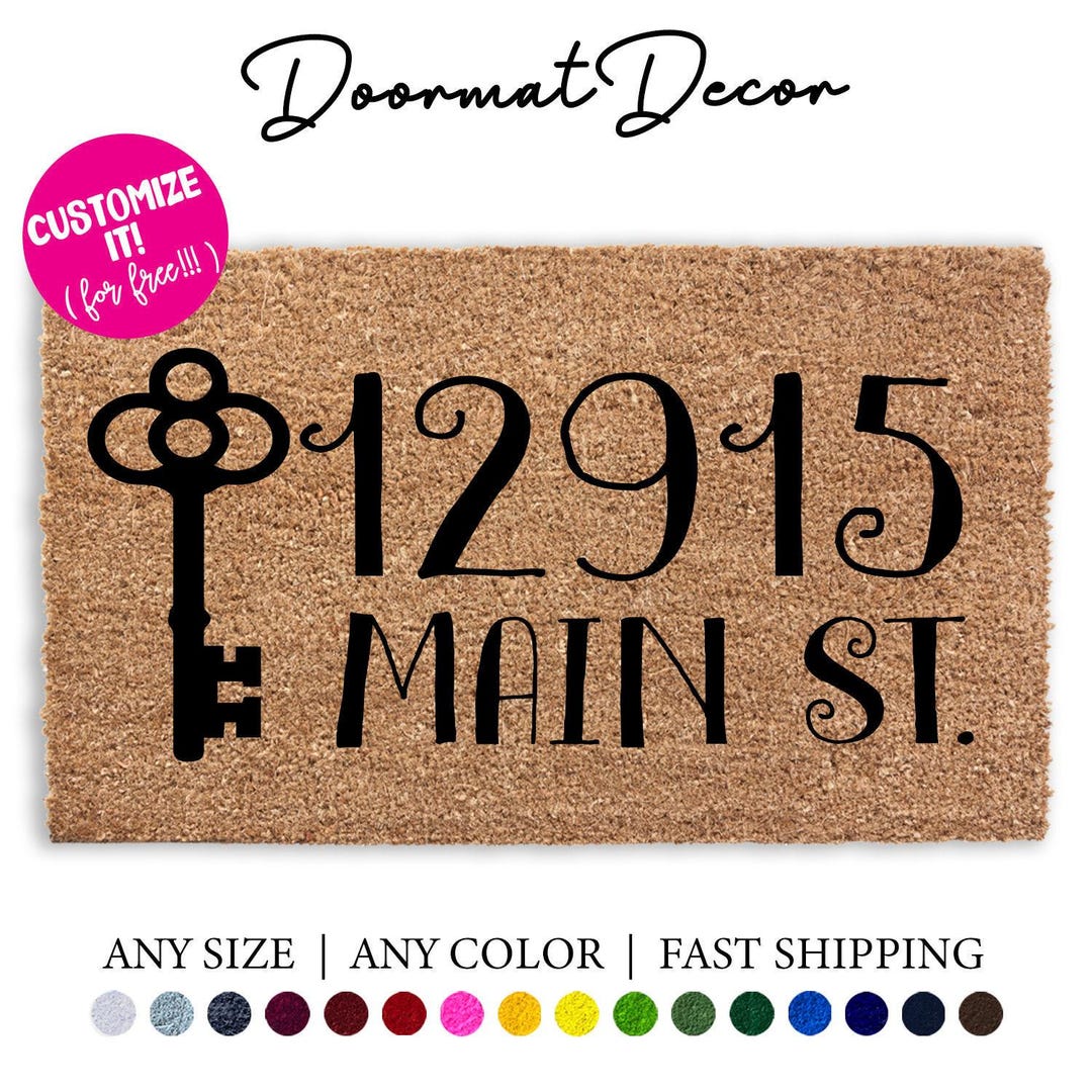 Custom Address Doormat Personalized Street Numbers Key Welcome Mat ...