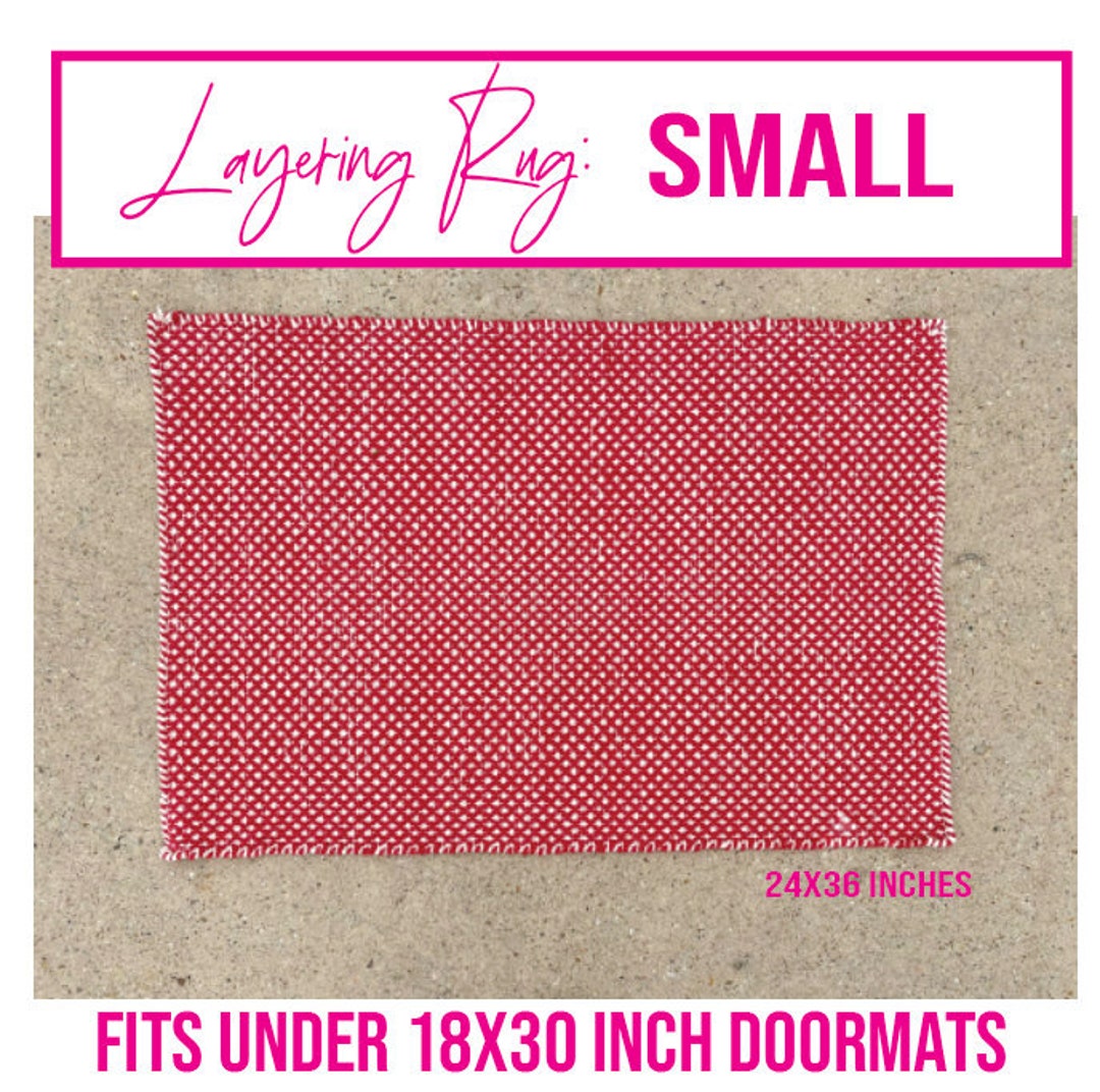 CLEARANCE!!! SMALL Red Knit Cotton Rug, Woven Indoor Outdoor Layering ...