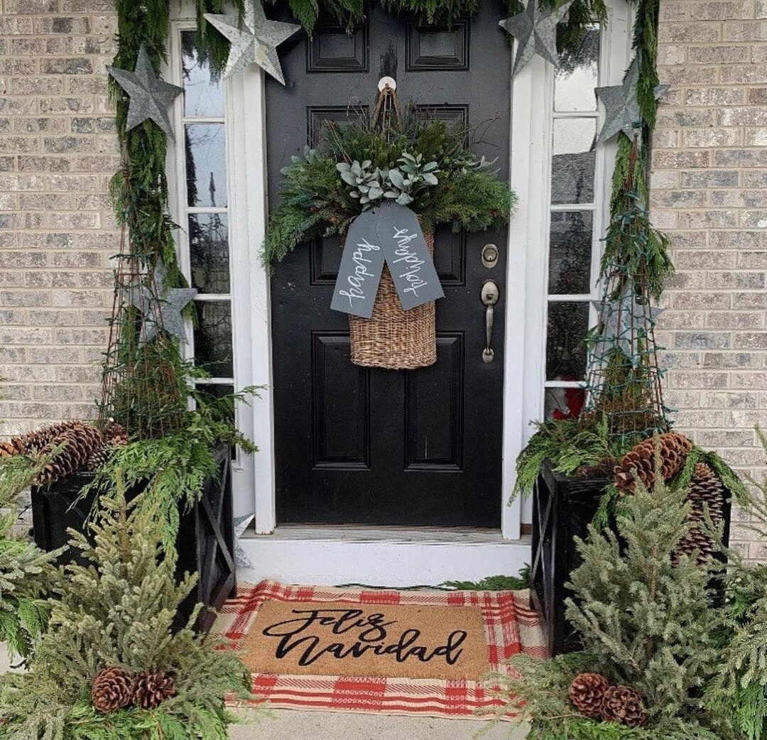 Feliz Navidad Doormat - Spanish Merry Christmas Welcome Mat With ...