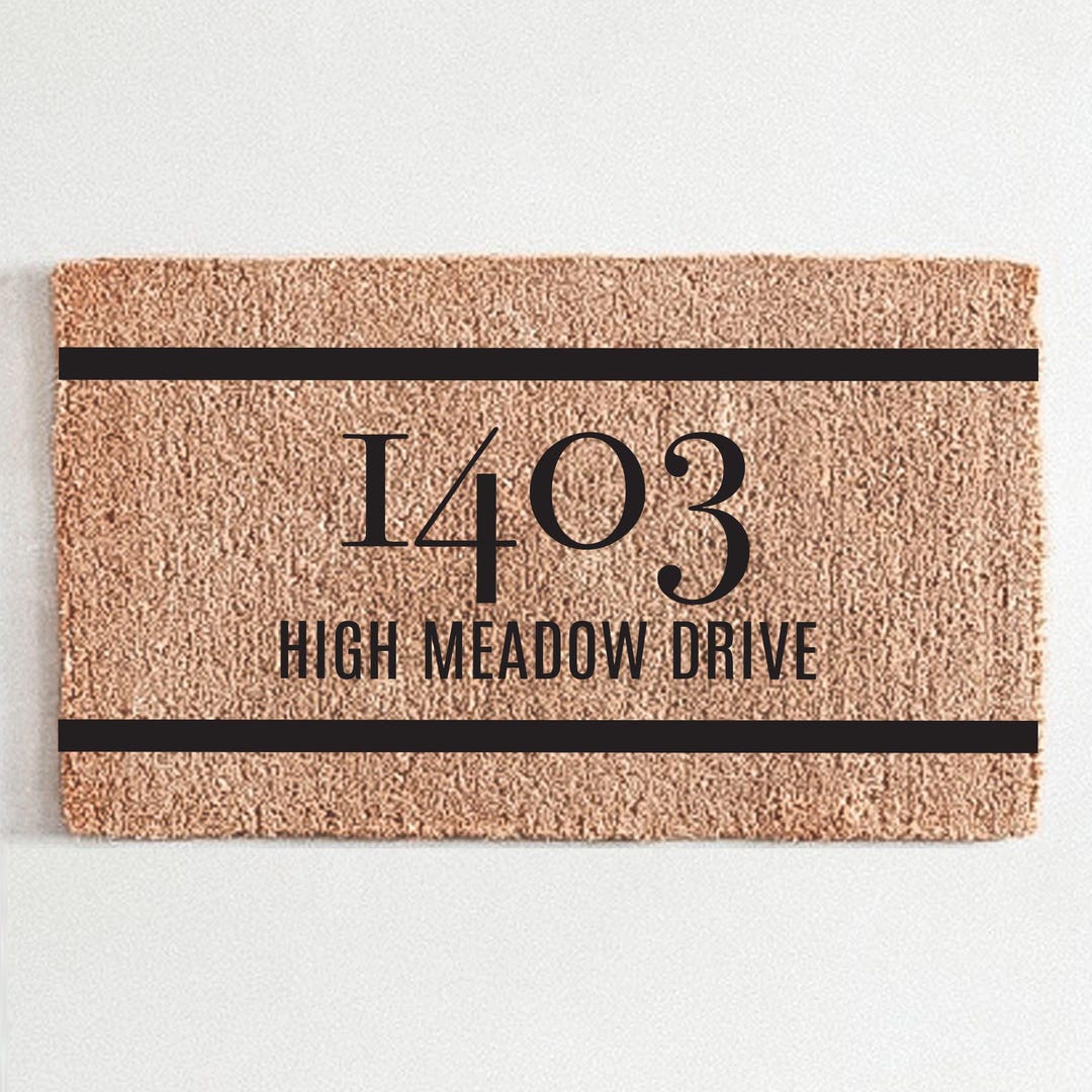 Custom Address Doormat, Flocked Coir Door Mat, Outdoor Welcome Mat ...