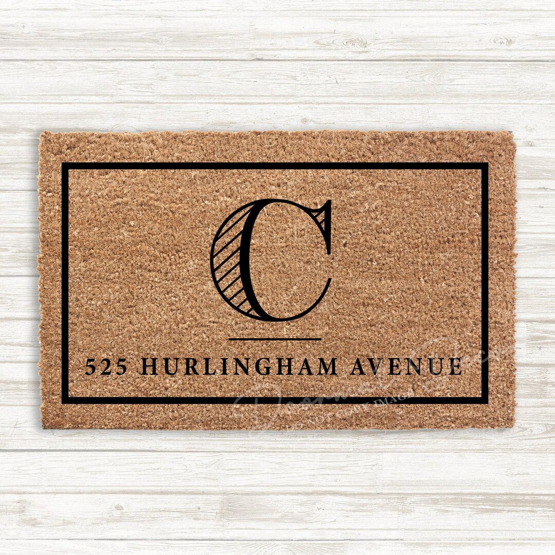 Personalized Monogram Address Doormat Flocked Coir Outdoor Welcome Mat ...
