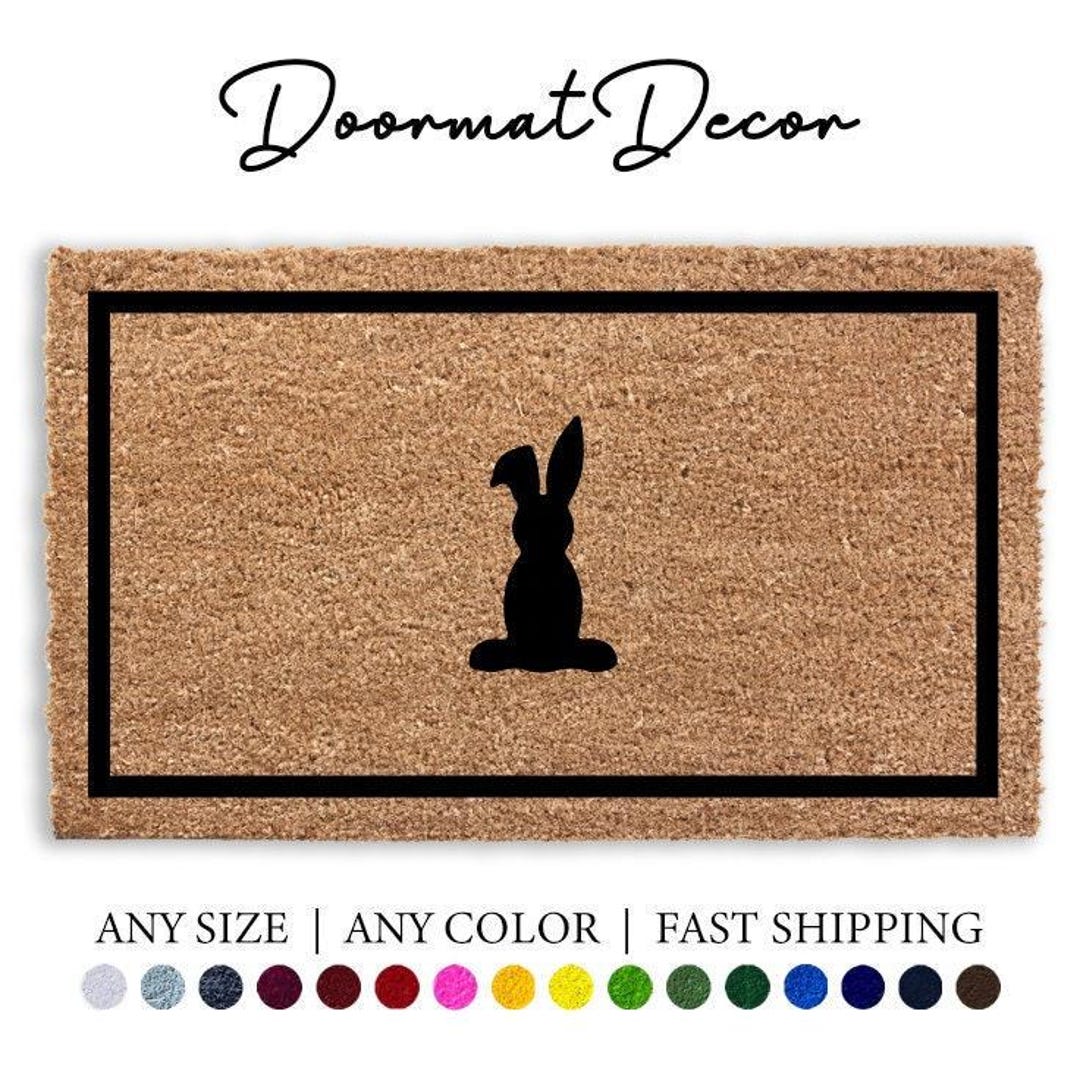 Easter Bunny Welcome Doormat Flocked Coir Rug Rabbit Sunglasses ...