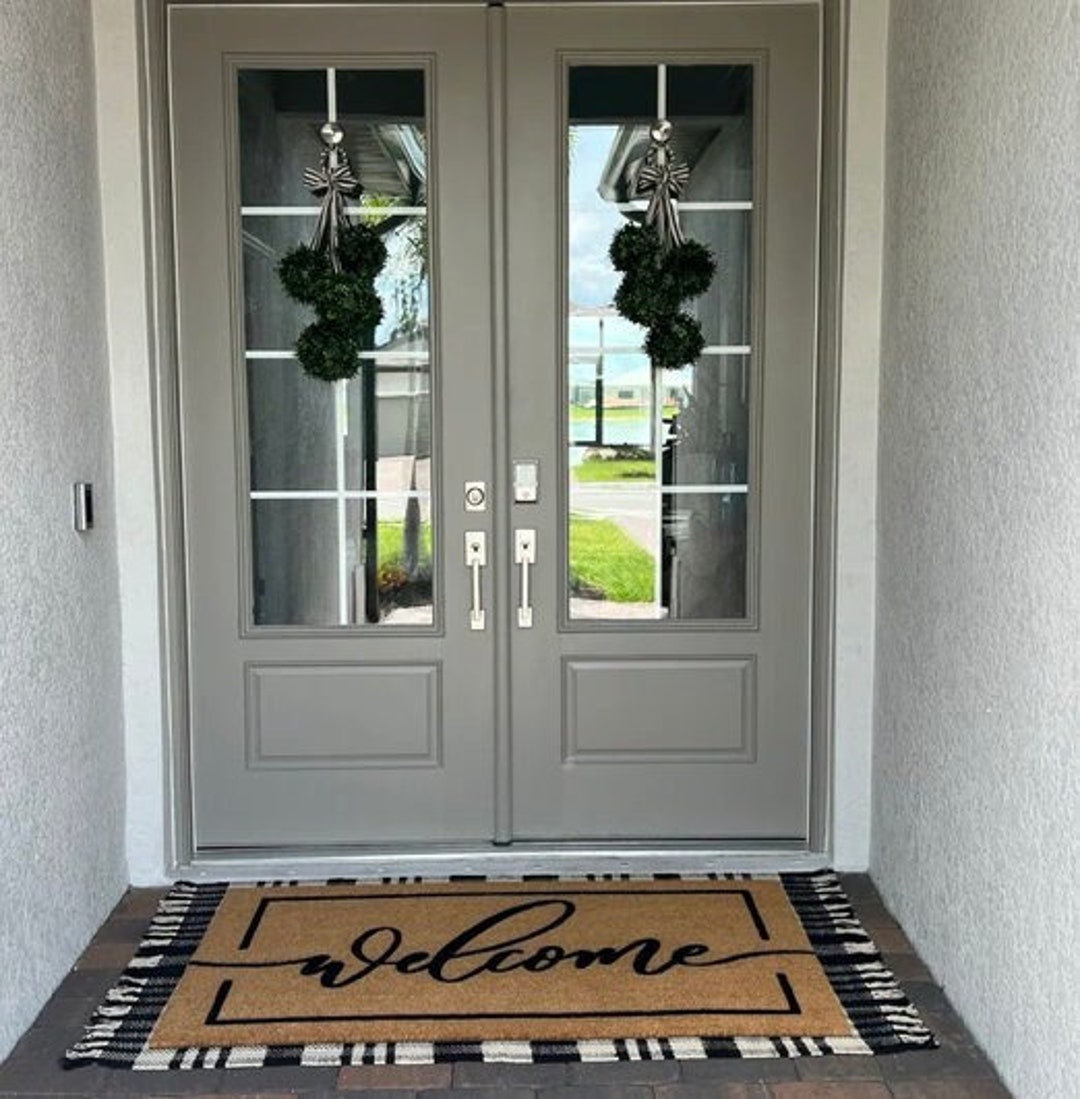 Welcome Script Doormat, Flocked Coir Outdoor Welcome Mat, Personalized ...