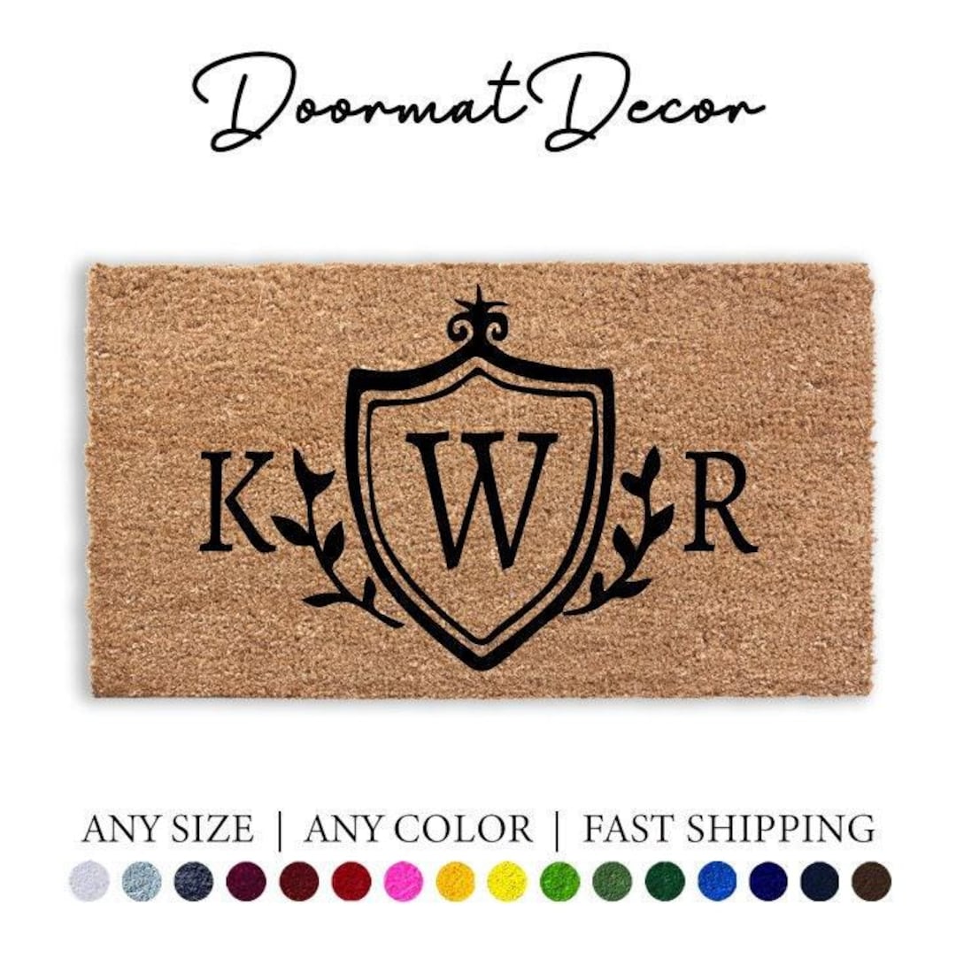 Personalized Family Crest Door Mat Vintage Monogram Welcome Mat Perfect ...