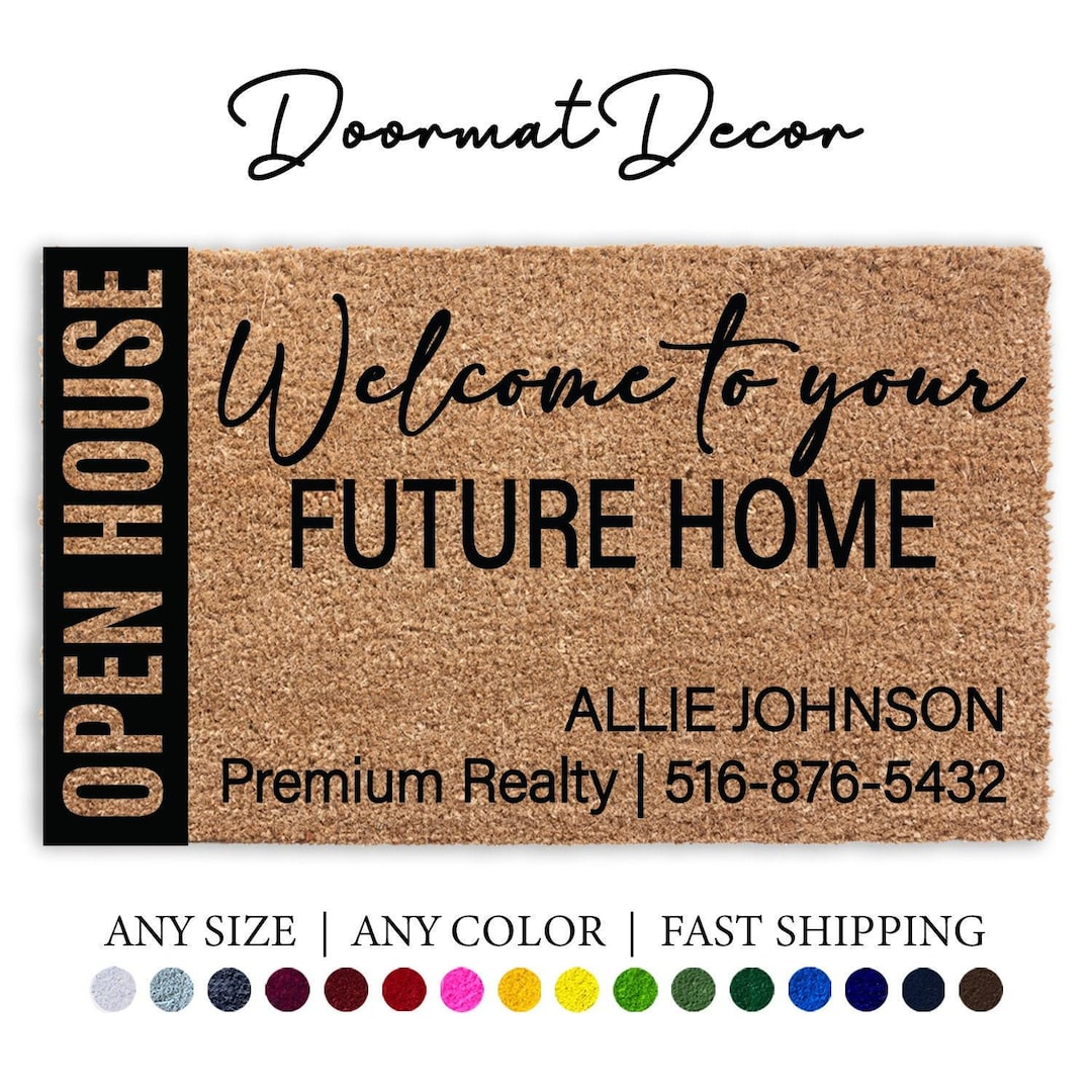 Welcome Mat Future Home Doormat Real Estate Closing Gift Open House ...