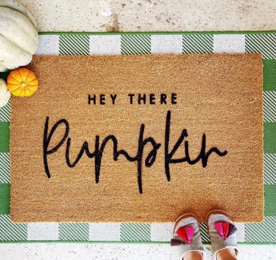 Hey There Pumpkin Doormat, Halloween Thanksgiving Fall Autumn Home ...