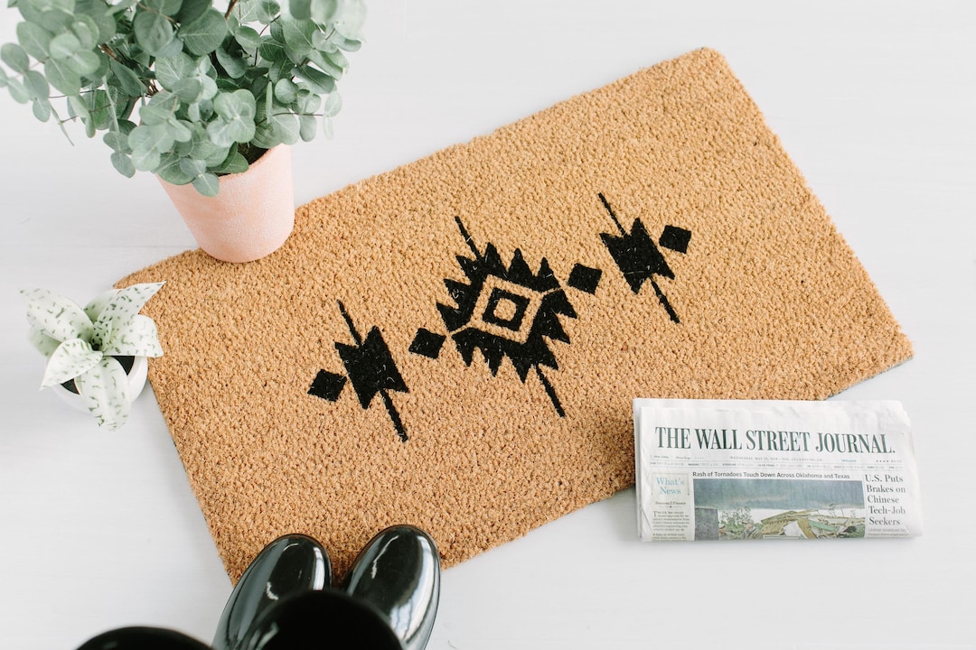 Aztec Doormat Flocked Coir Door Mat Entryway Rug Housewarming Gift - Etsy