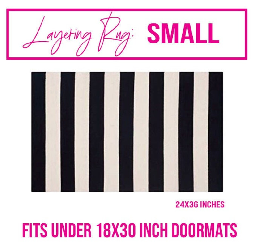SMALL Bold Black Stripe Cotton Rug, Woven Indoor Outdoor Layering Rug ...