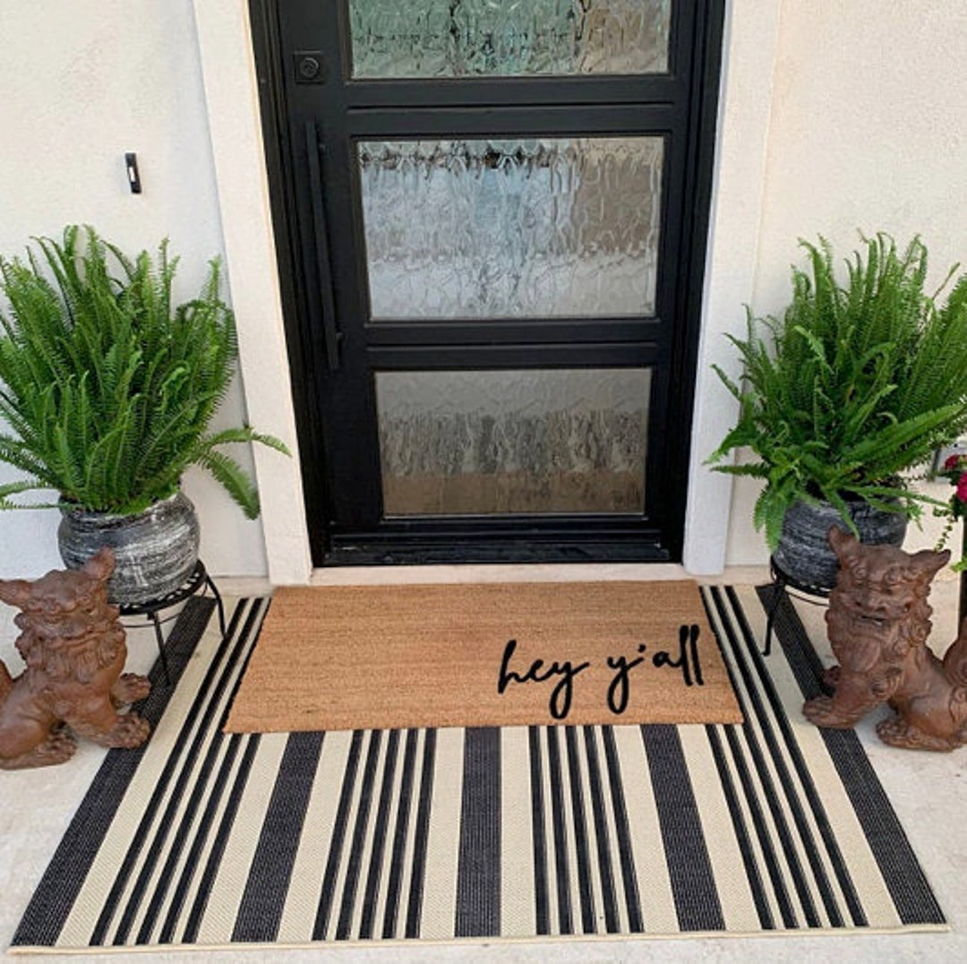 Hey Y'all Doormat, Texas Country Welcome Mat, Flocked Coir Outdoor ...