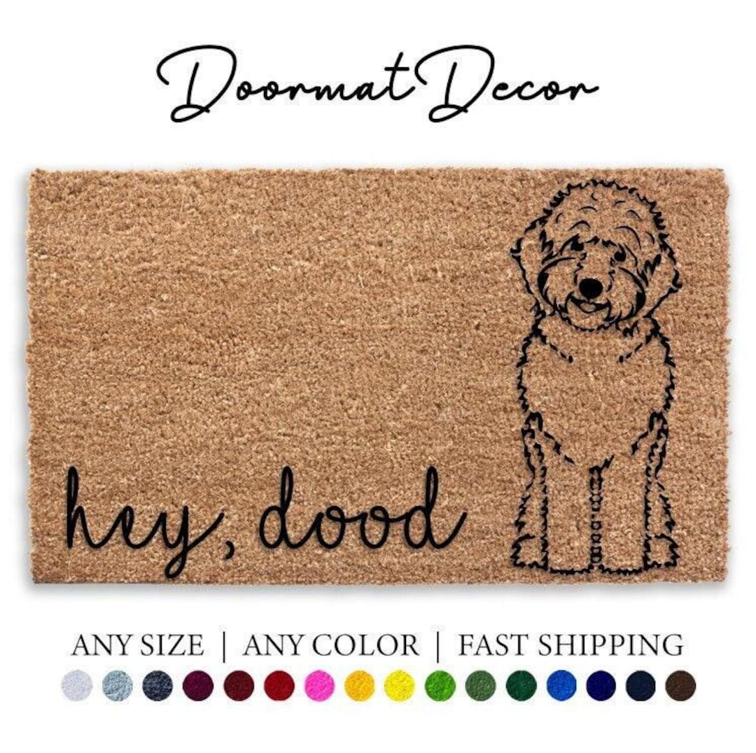 Goldendoodle Doormat - Welcome Paw Print Rug for Pet Lovers Cute Puppy ...