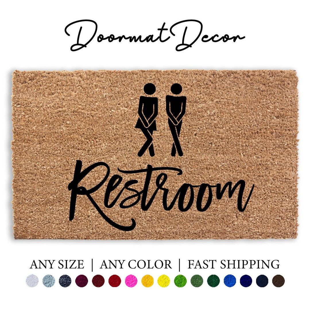 Restroom Sign Doormat Funny Bathroom Rug for Men Women Flocked Coir ...