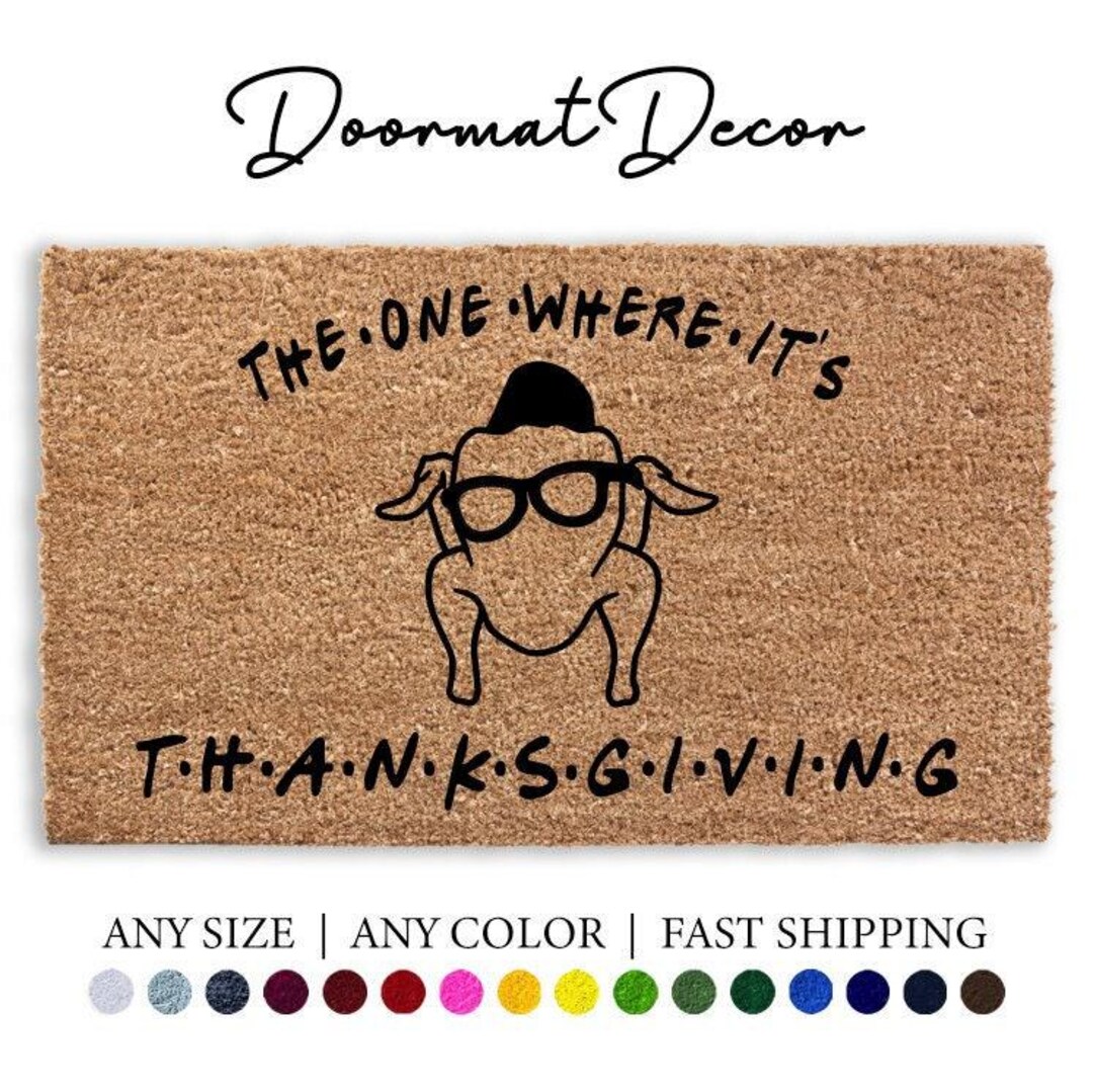 Thanksgiving Door Mat Autumn Flocked Coir Welcome Mat Friendsgiving ...