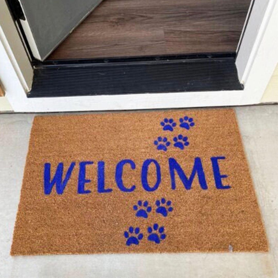 Welcome Paw Prints Doormat - Dog Footprint Entryway Decor for Pet ...