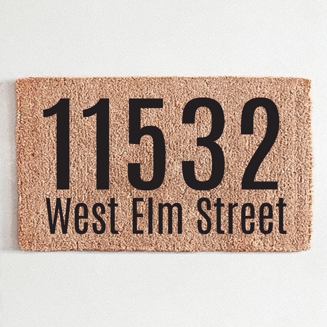 Address Welcome Mat - Flocked Coir Doormat With Personalized Street ...
