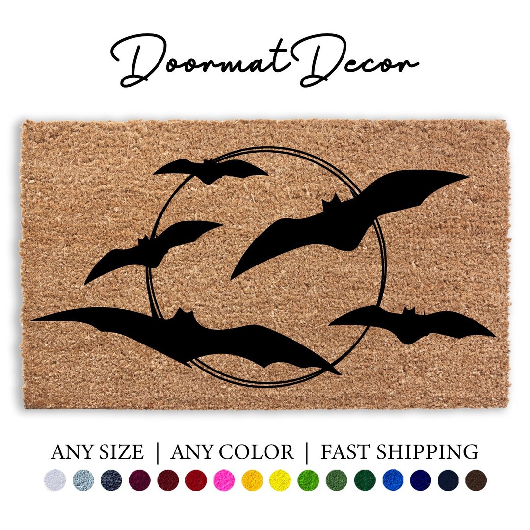 Halloween Bats Doormat, Flying Bats Moon, Thanksgiving Home Decor ...