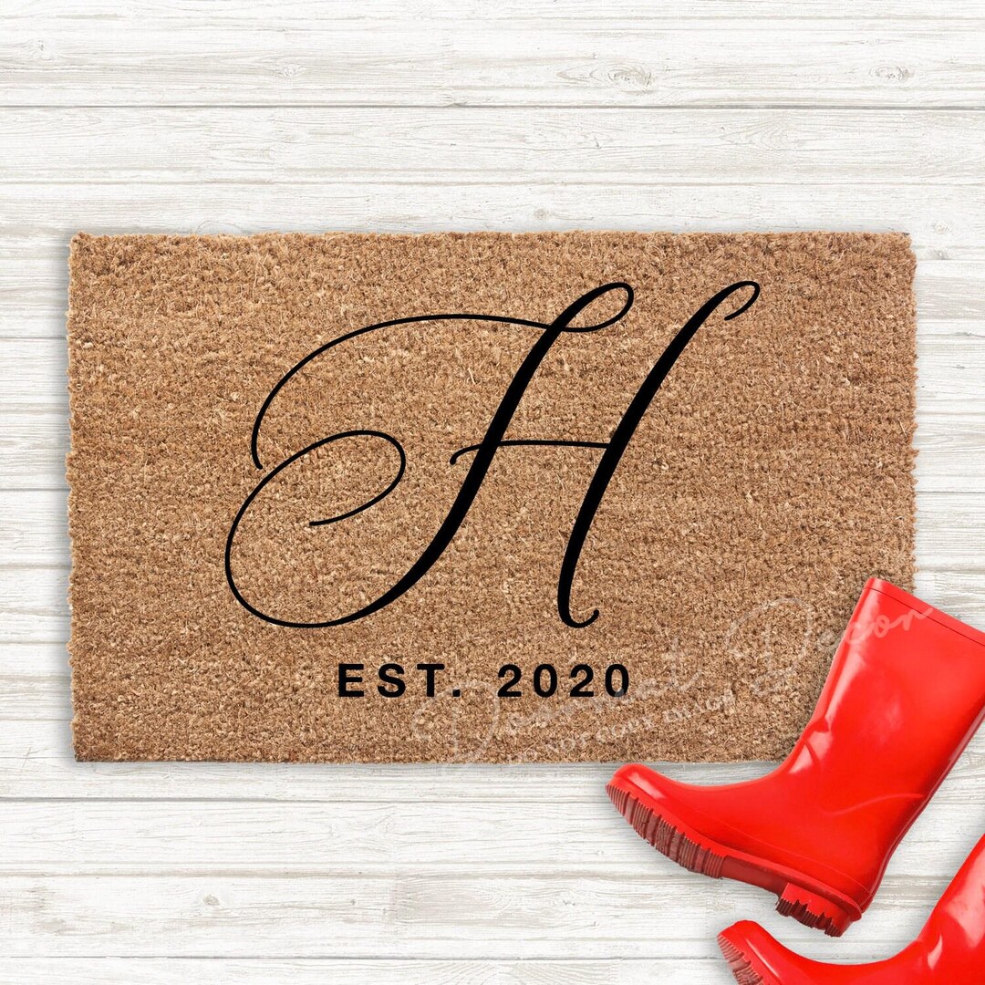 Monogrammed Initial Est Date Personalized Coir Doormat Family Name ...
