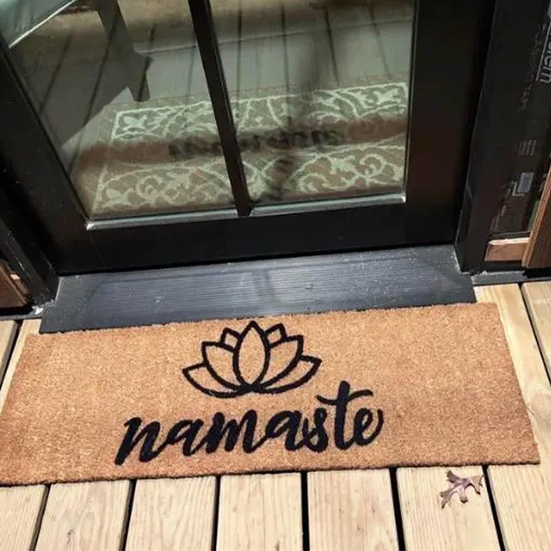 Namaste Lotus Flower Coir Doormat Personalized Yoga Mandala Rug Gift ...
