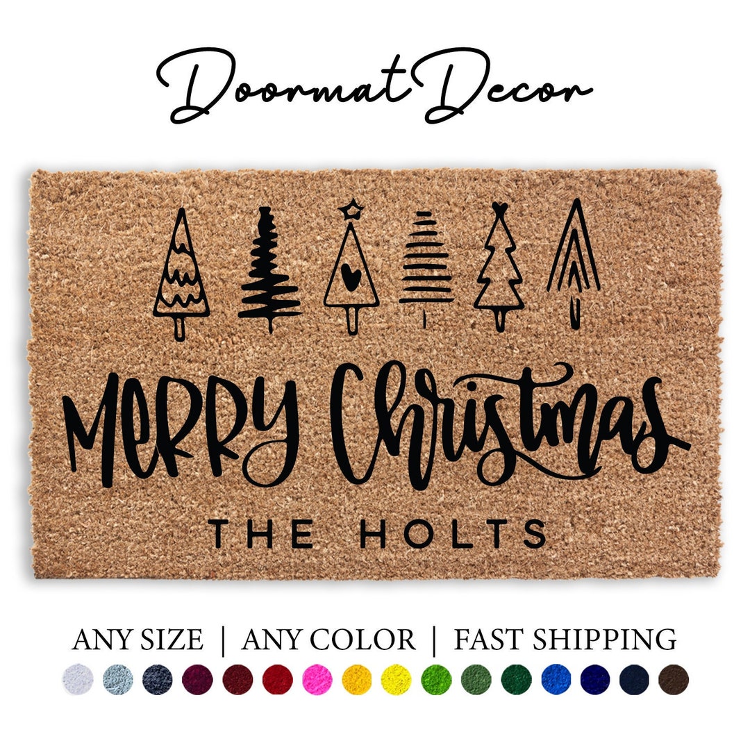 Personalized Merry Christmas Doormat, Merry Christmas Door Mat, Outdoor ...
