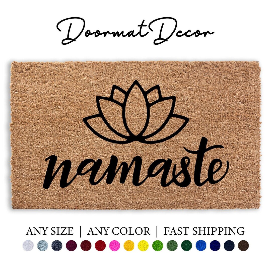 Namaste Lotus Flower Coir Doormat - Personalized Welcome Mat Yoga ...
