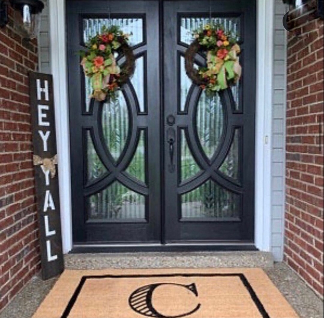 Monogram Border Personalized Doormat Flocked Coir Door Mat - Etsy