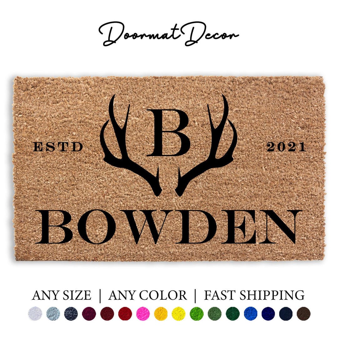 Personalized Antlers Doormat Custom Deer Welcome Mat Rug for Hunting ...