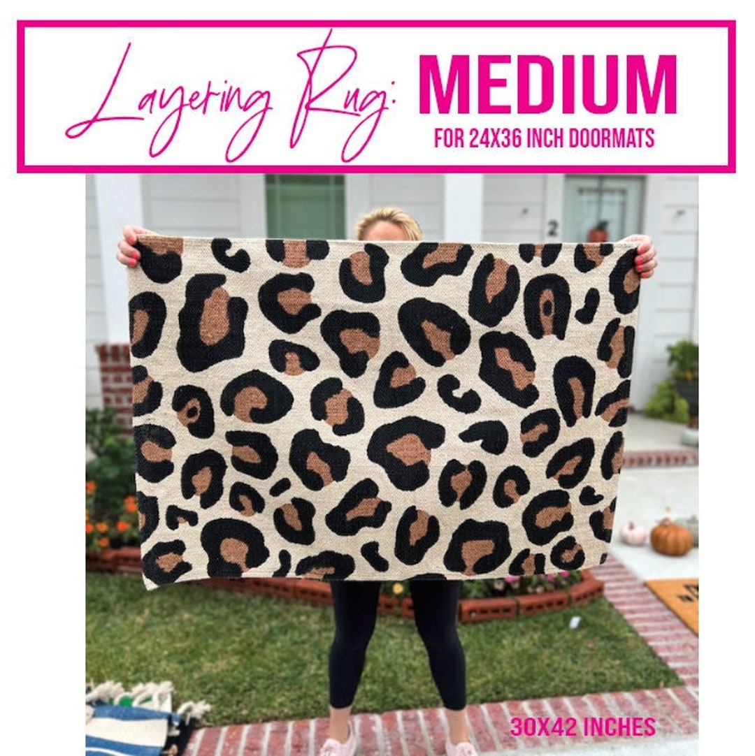 MEDIUM Safari Cotton Layering Rug, Leopard Cheetah Print Woven Indoor ...